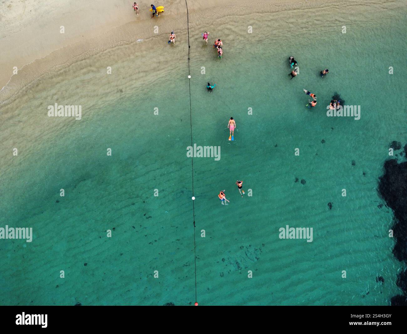 Aerial view of La India beach part of the bay of Cacaluta, part of the ...