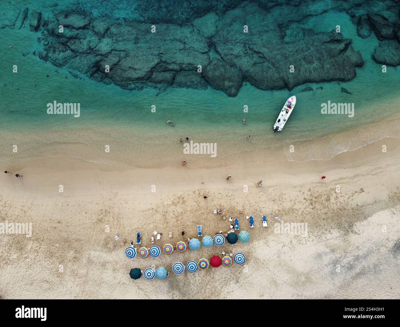 Aerial view of La India beach part of the bay of Cacaluta, part of the ...