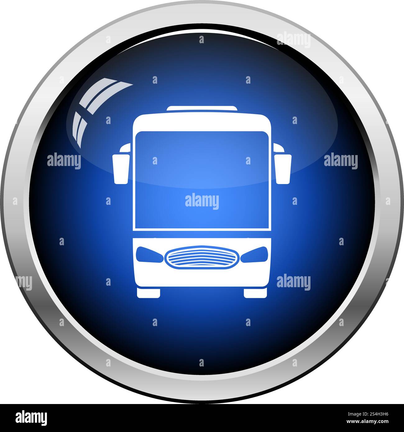 Tourist bus icon front view. Glossy Button Design. Vector Illustration ...