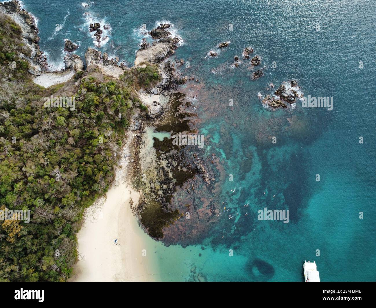 Aerial view of La India beach part of the bay of Cacaluta, part of the ...