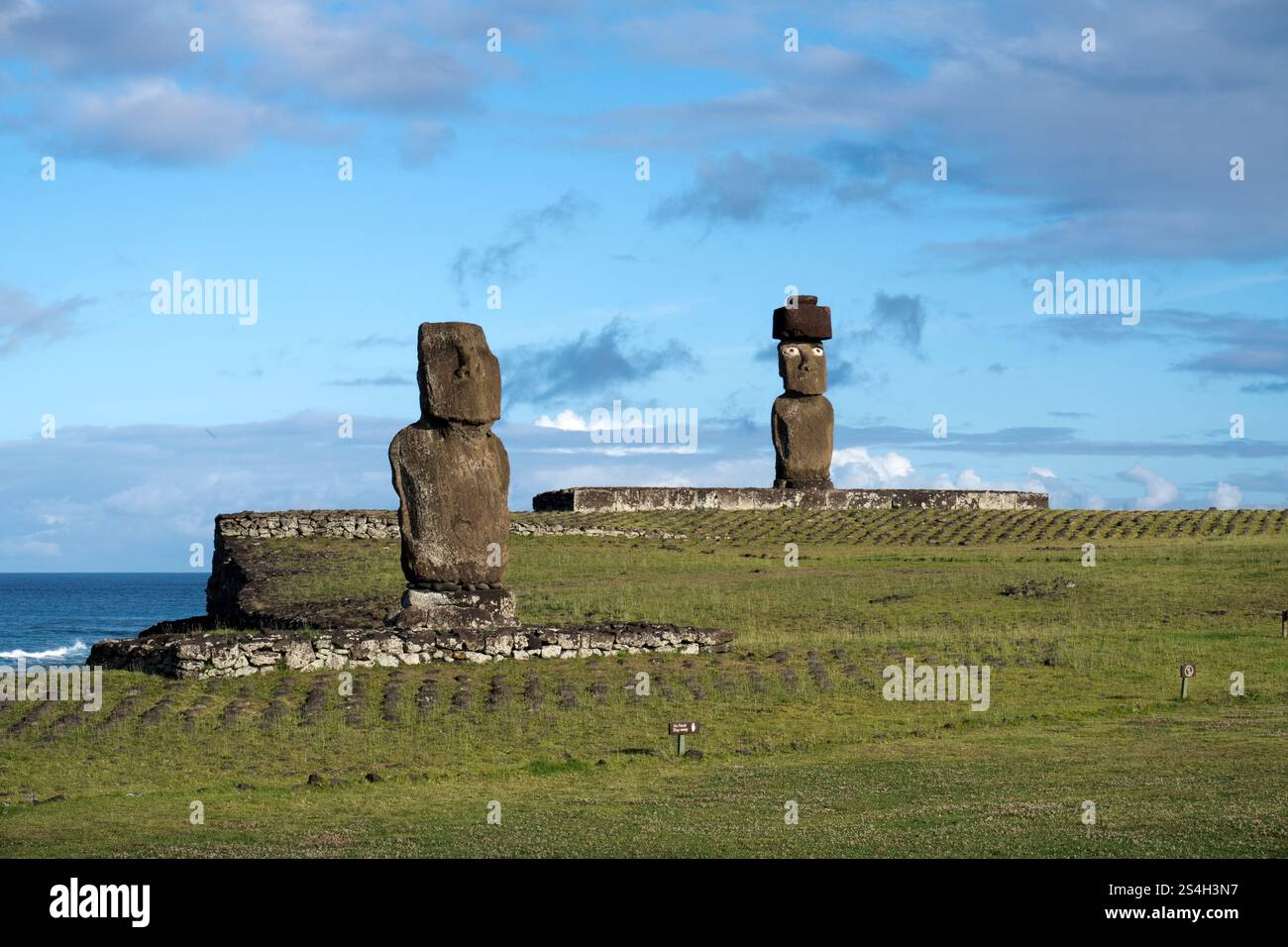 Two of the three primary Ahu (platforms with Moai) at the Tahai ...