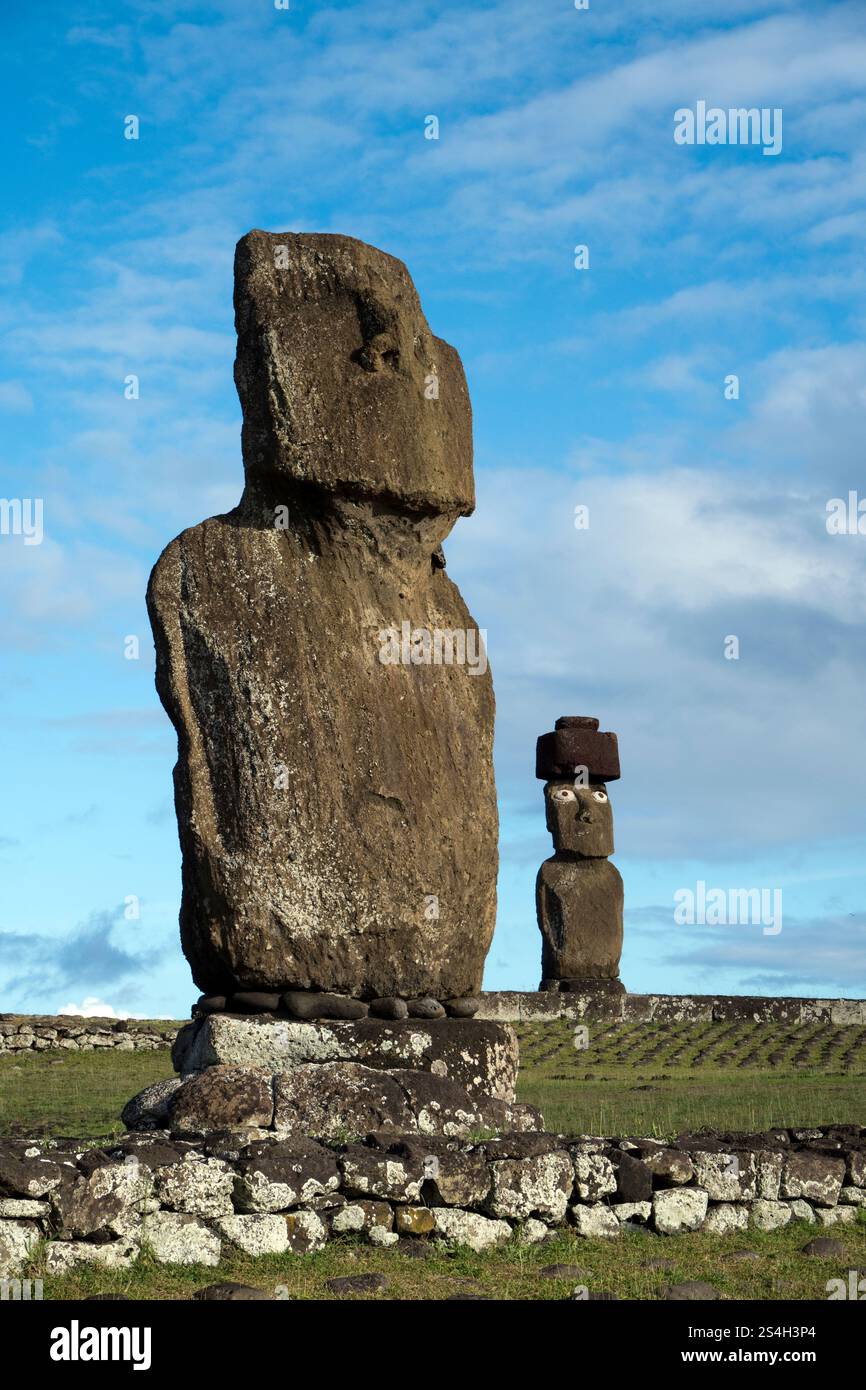 Two of the three primary Ahu (platforms with Moai) at the Tahai ...