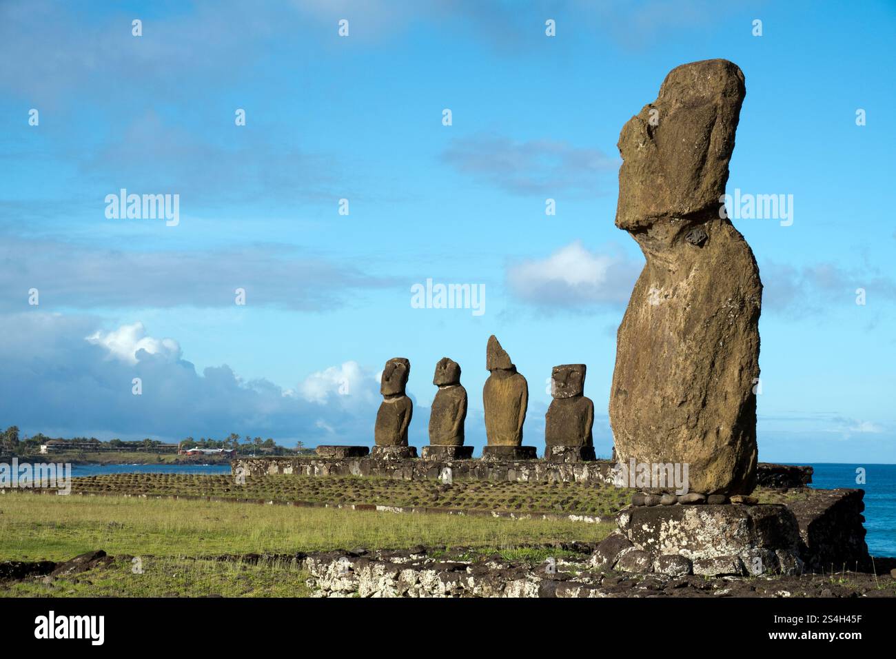 Two of the three primary Ahu (platforms with Moai) at the Tahai ...