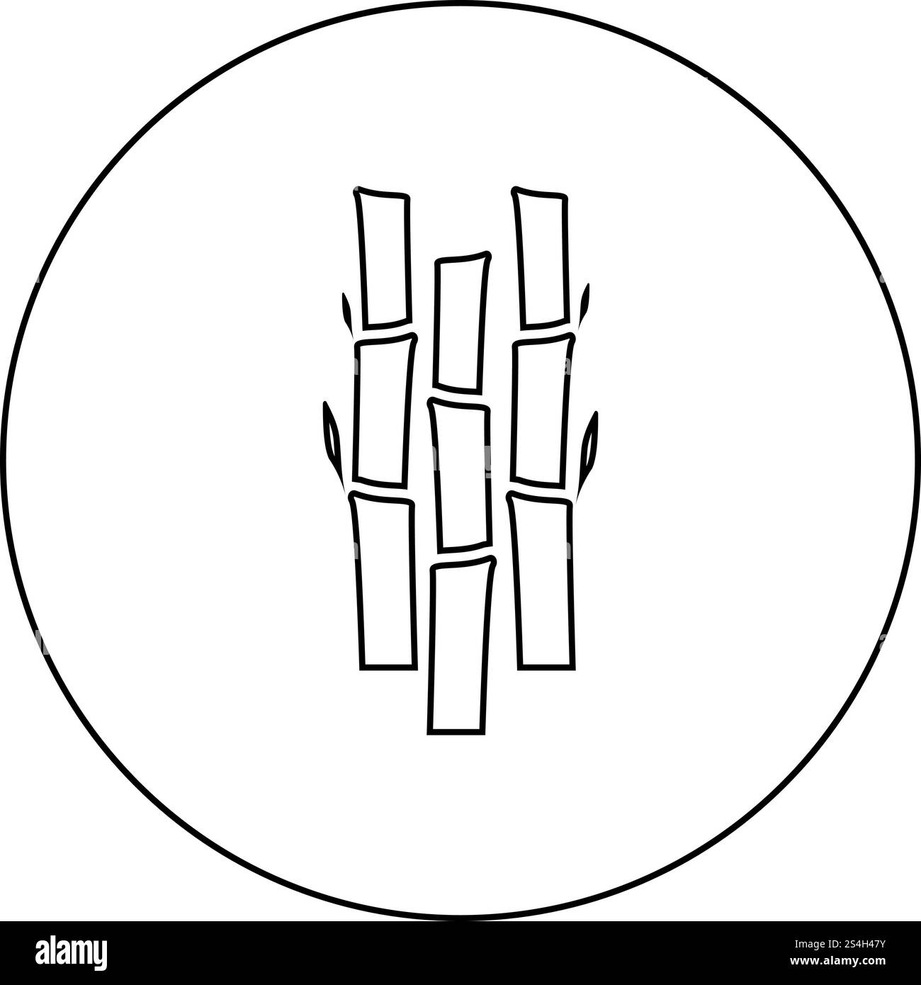 Bamboo with leafs Nature plant icon in circle round outline black color ...
