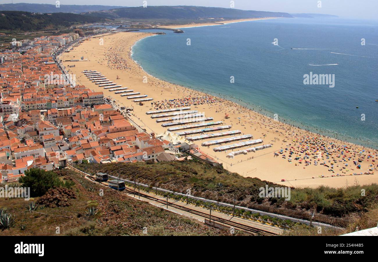 View with the funicular of the seaside town and the famous beach from ...