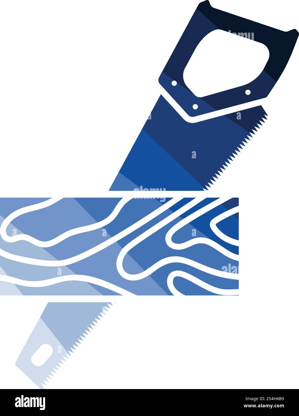 Handsaw cutting a plank icon. Flat color design. Vector illustration ...