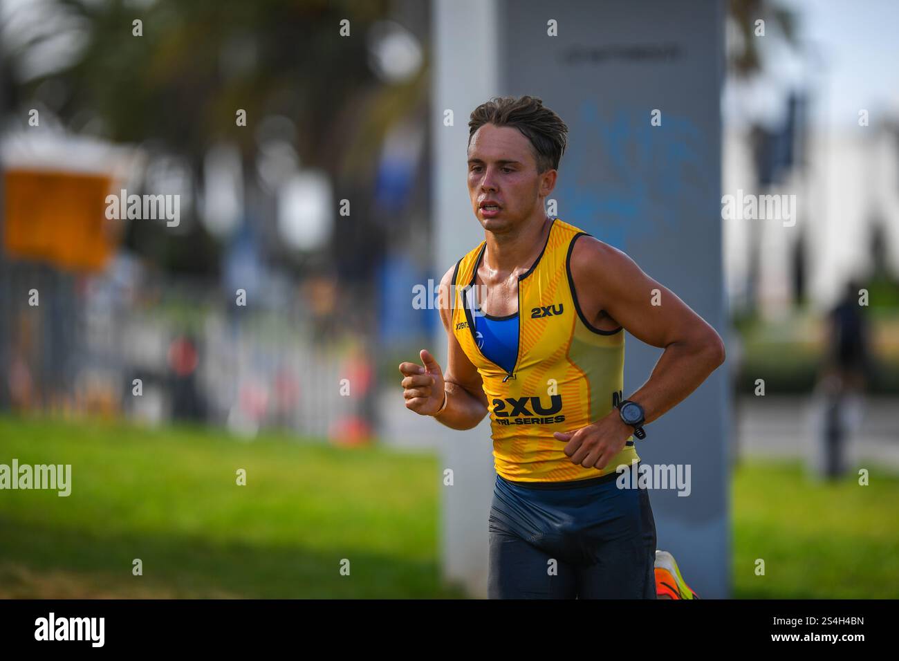 Melbourne, Australia. 12th Jan, 2025. Sebastian Asher is seen running ...