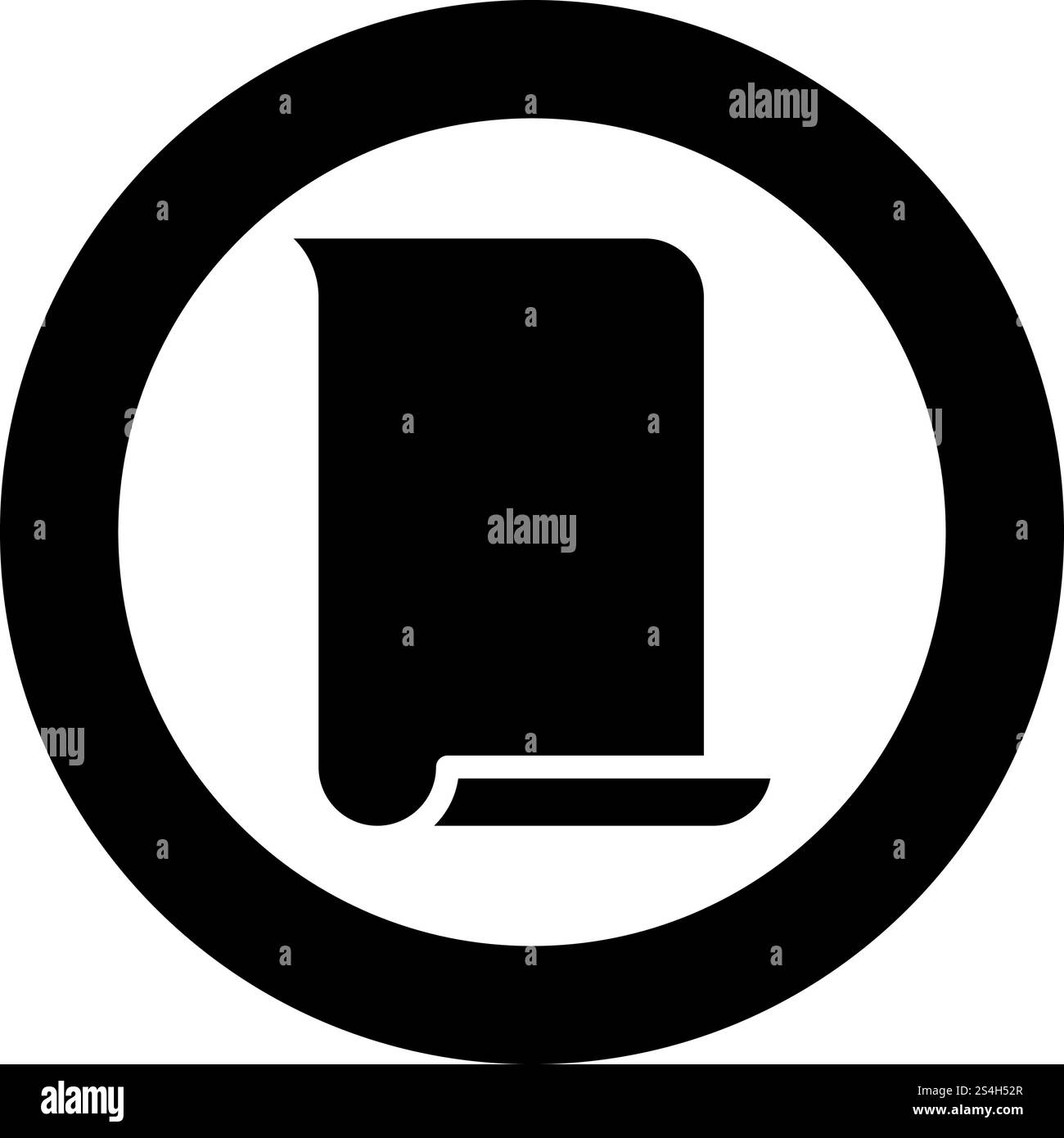 Papyrus paper Parchment paper Manuscript icon in circle round black ...