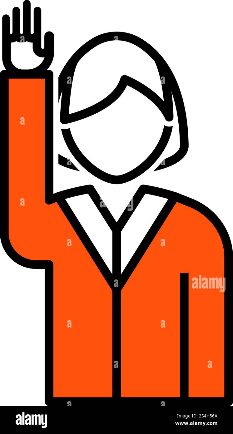 Voting Lady Icon. Thin Line With Orange Fill Design. Vector ...