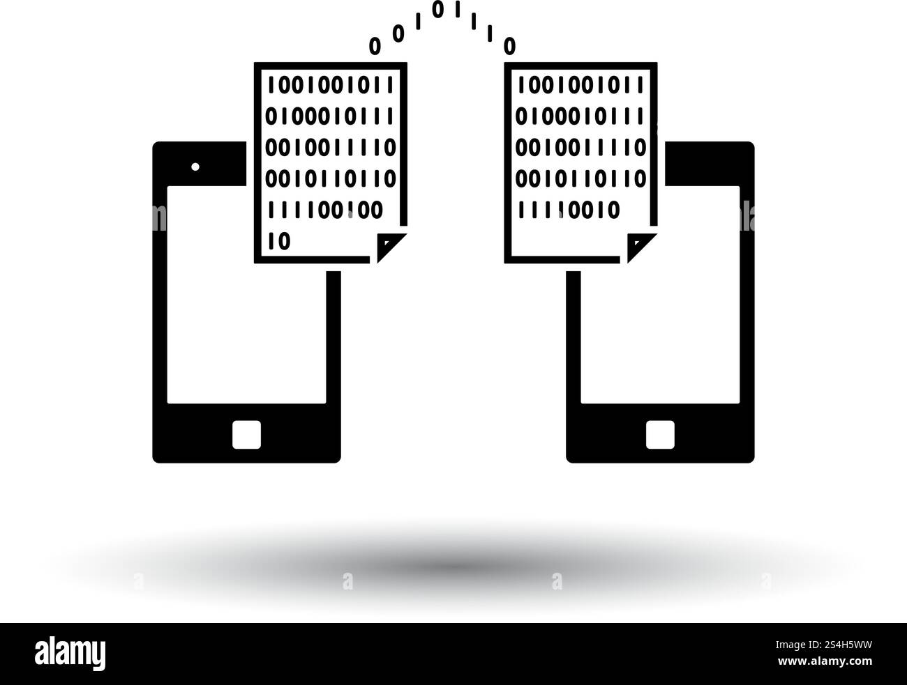 Exchanging Data Icon. Black on White Background With Shadow. Vector ...