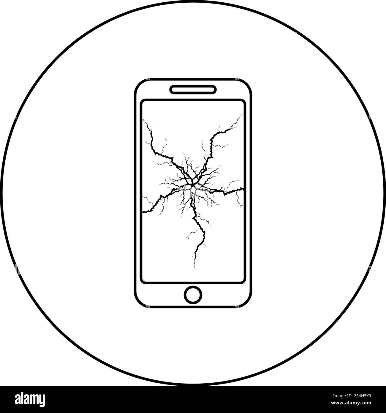 Smartphone with crack on display Broken modern mobile phone Shattered ...