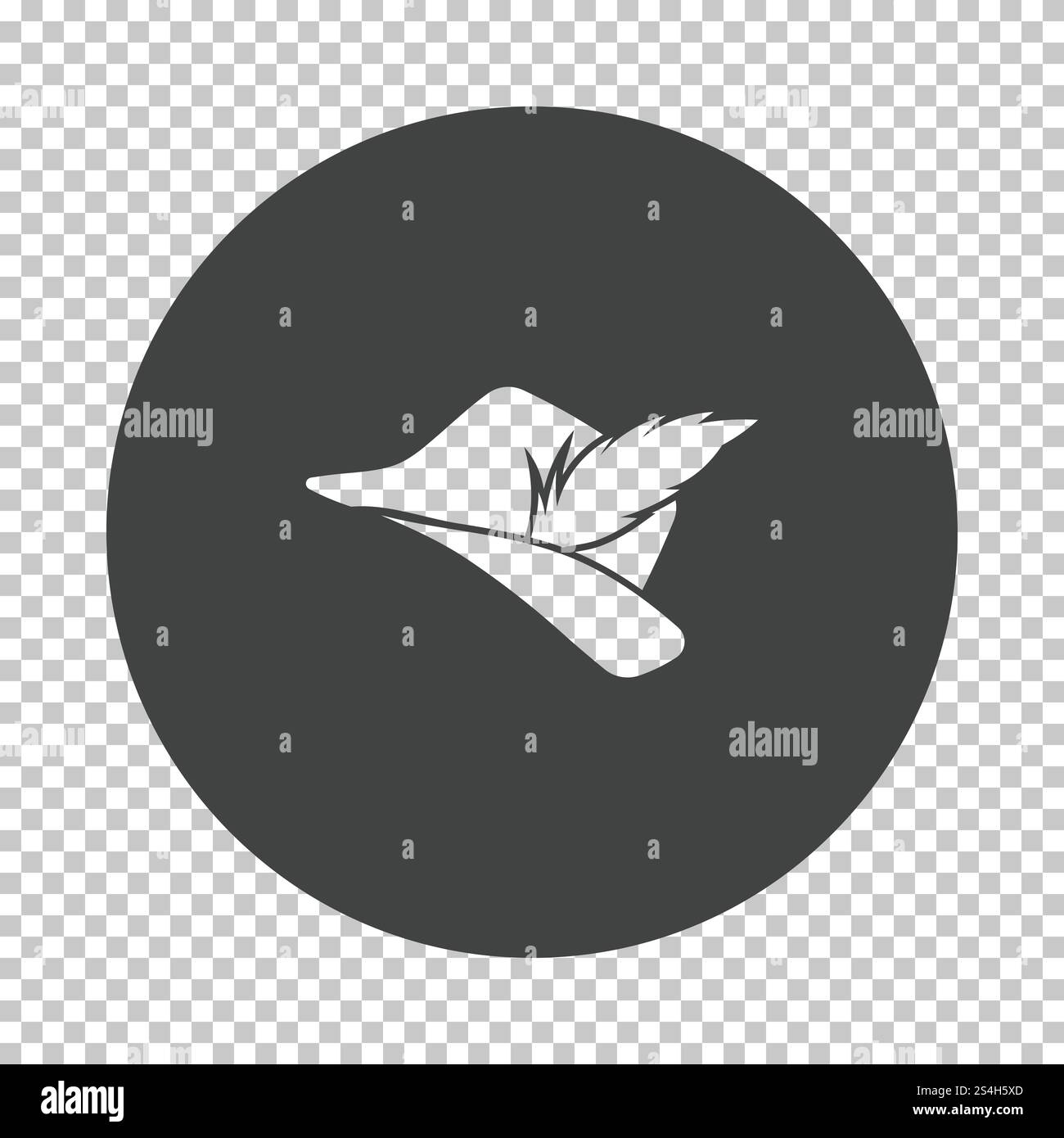 Hunter hat with feather icon. Subtract stencil design on tranparency ...