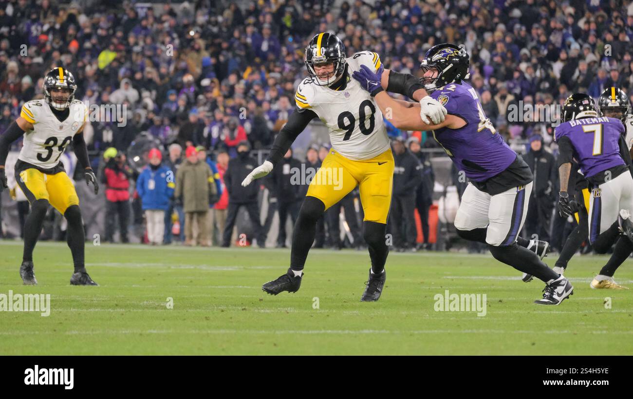 January 11, 2025: T.J. Watt #90 during the Steelers vs Ravens in ...