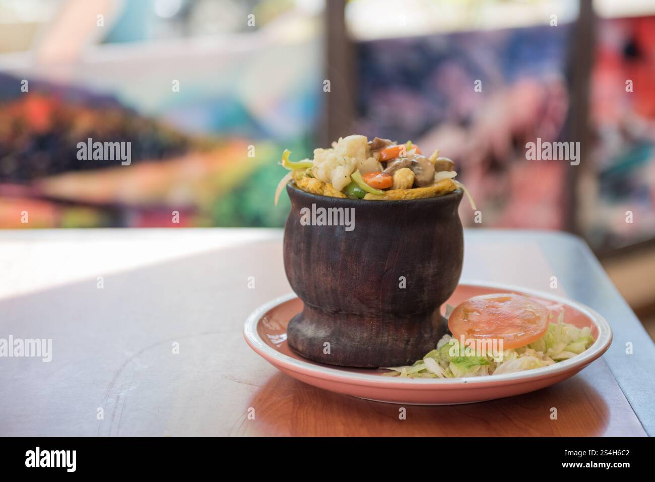 Mofongo al Pilon is a typical dish of Puerto Rico made of plantains and ...