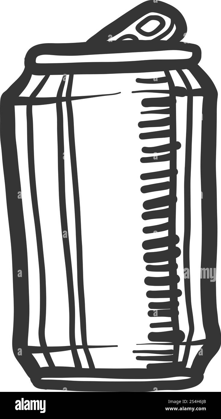 Beer can icon. Hand drawn illustration of beer can vector icon for web ...