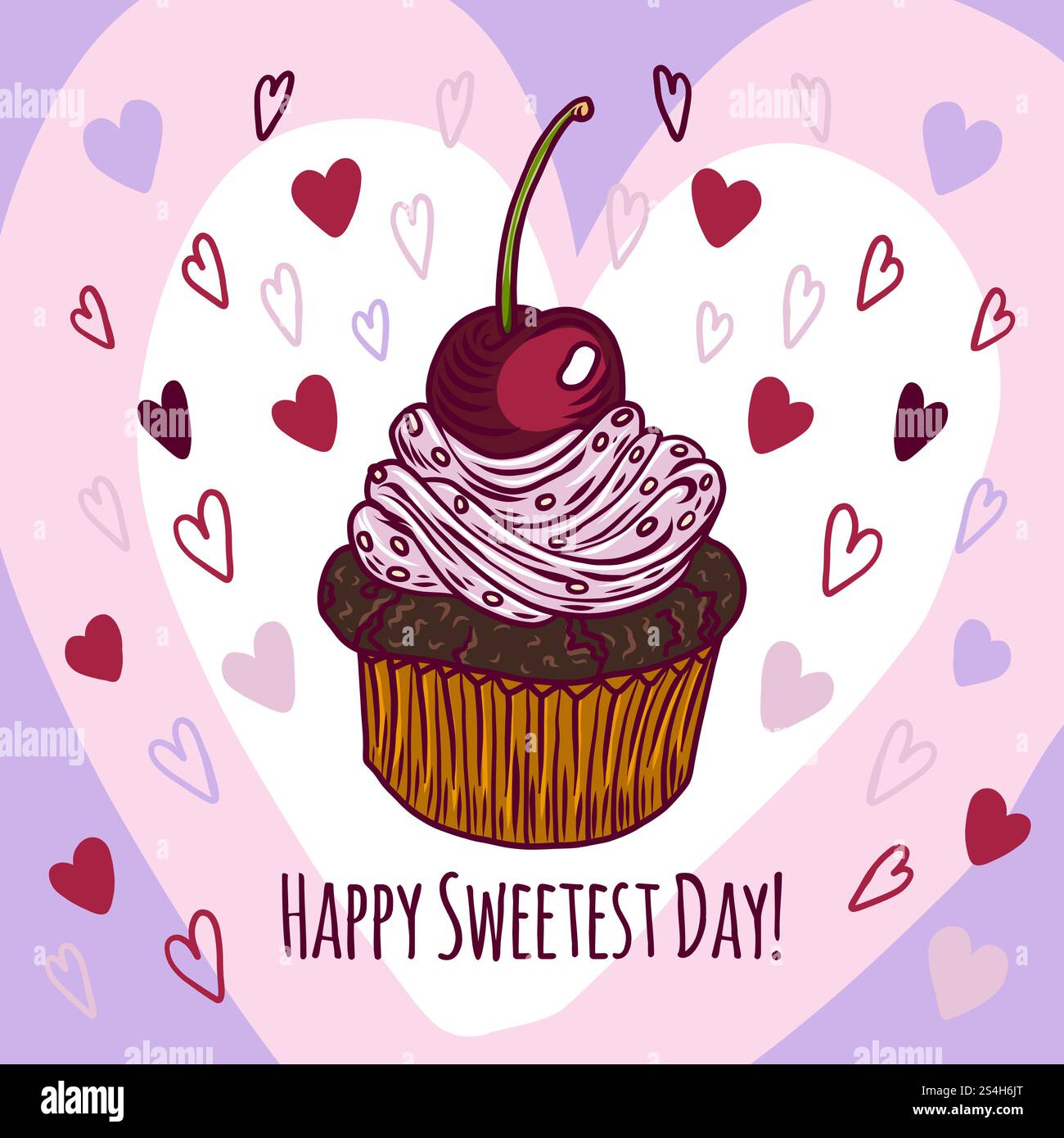 Happy sweetest day concept background. Hand drawn illustration of happy ...