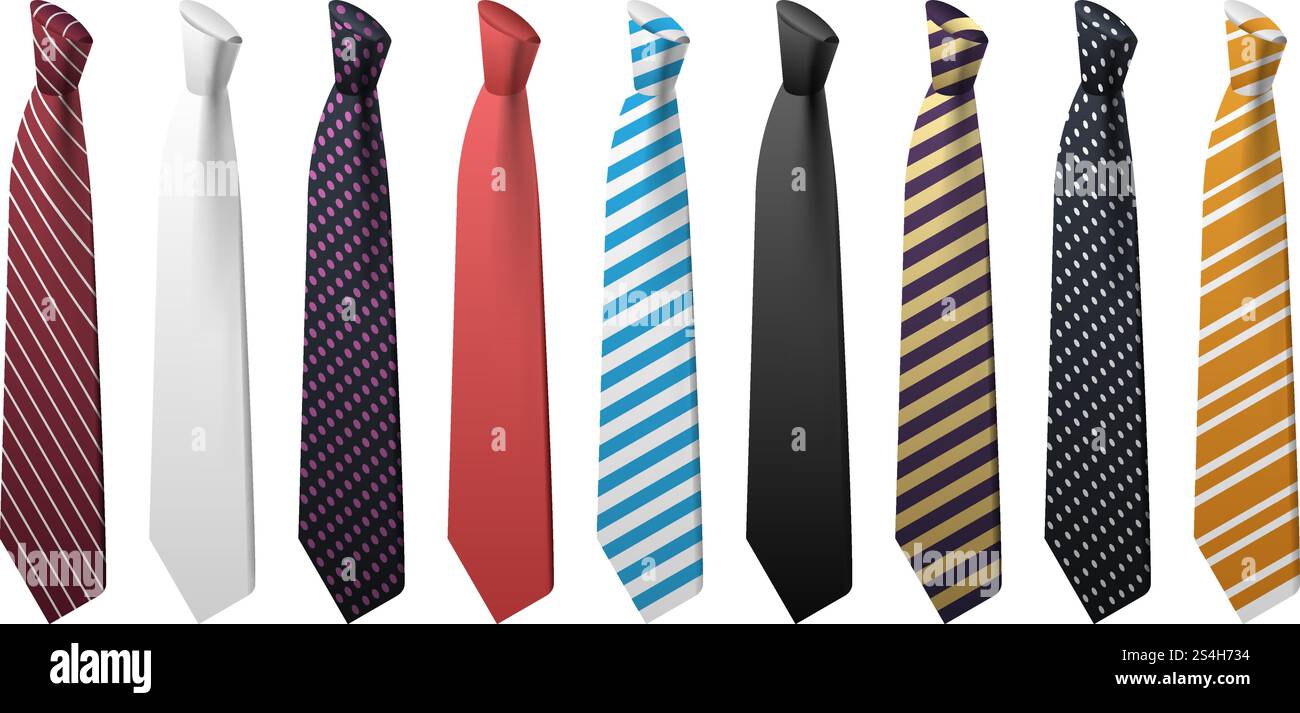 Tie icon set. Isometric set of tie vector icons for web design isolated ...