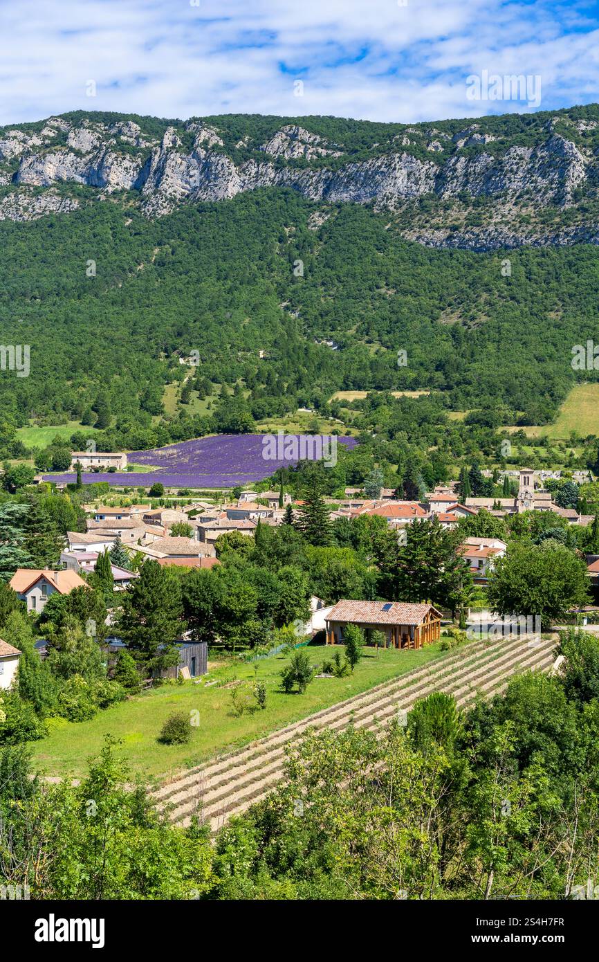 Under the synclinal mountain Saou, Drôme, France, door of Provence. The ...
