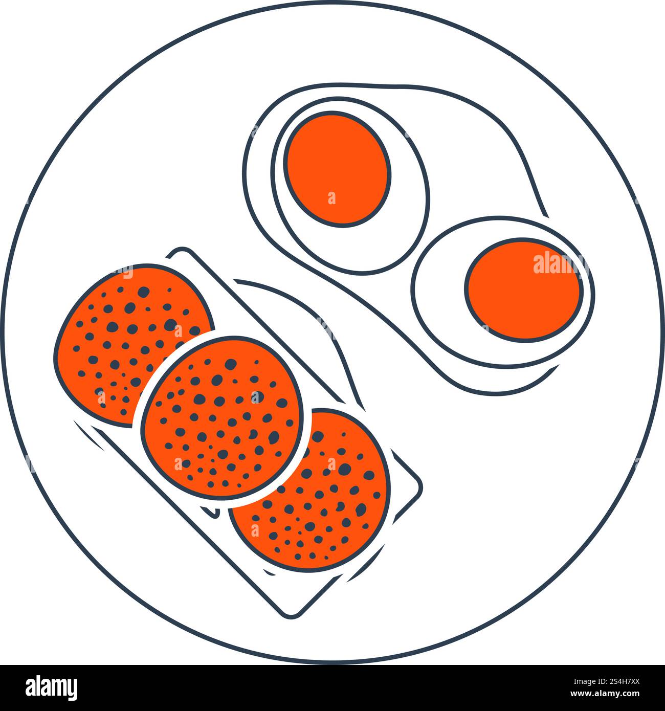 Icon Of Omlet And Sandwich. Thin Line With Red Fill Design. Vector ...