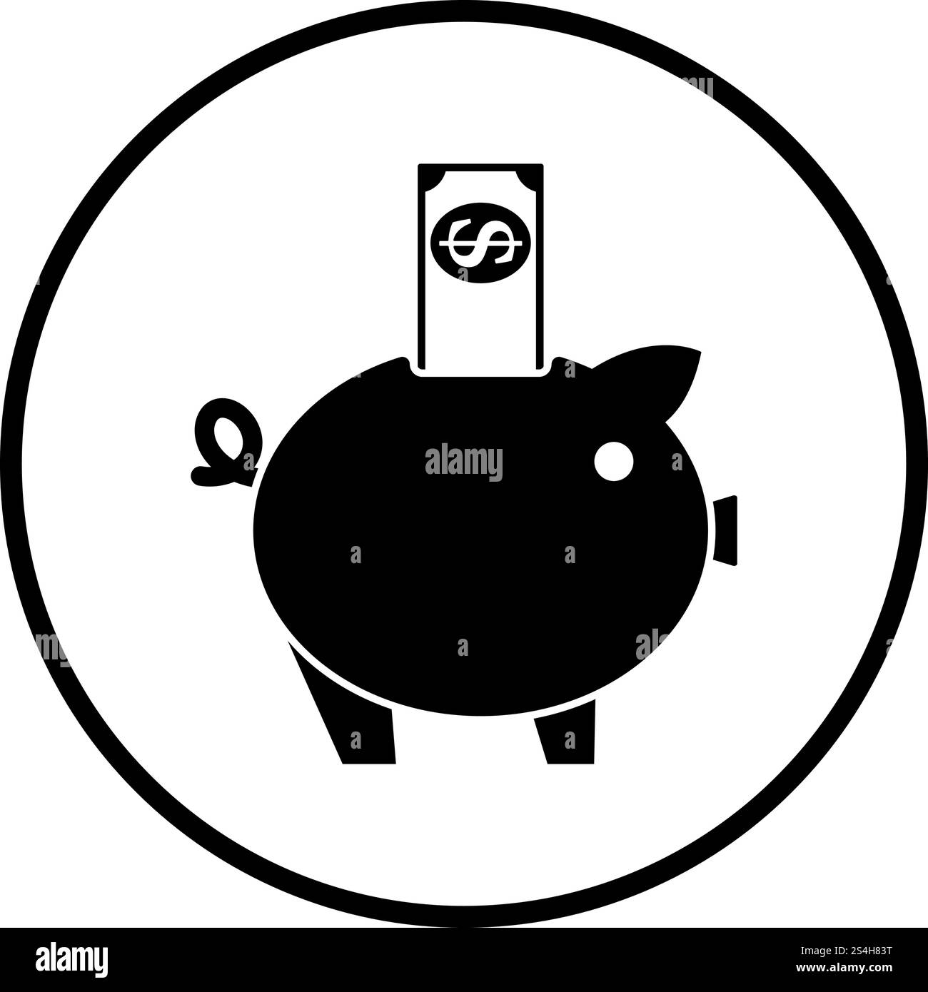 Piggy Bank Icon. Thin Circle Stencil Design. Vector Illustration Stock ...