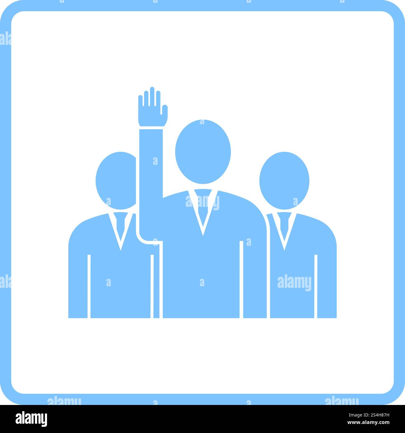 Voting Man With Men Behind Icon. Blue Frame Design. Vector Illustration ...