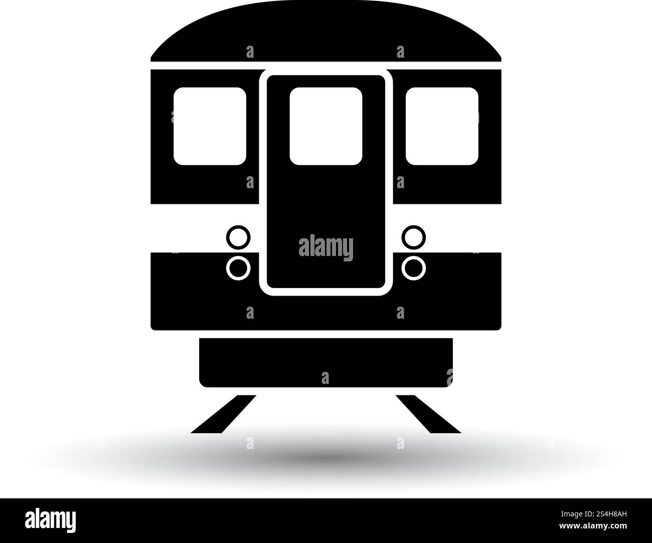 Subway train icon front view. Black on White Background With Shadow ...