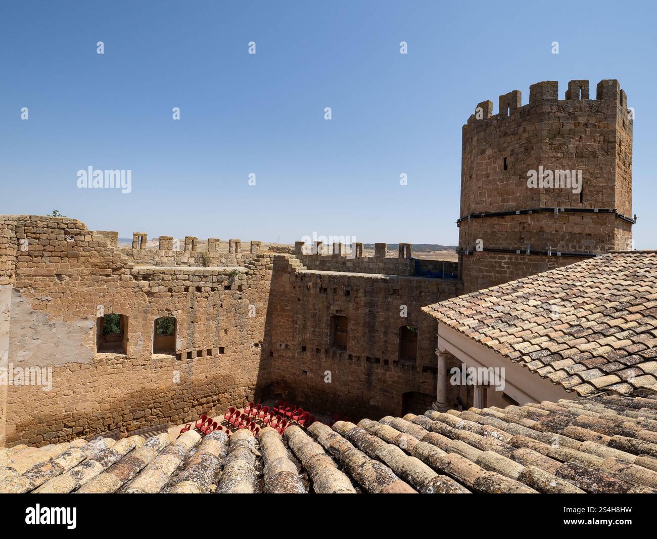 Hexagonal tower, courtyard and roof of the castle of the Hurtado de ...