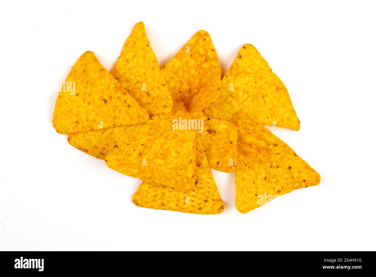 Pile of mexican nachos or tortilla chips, isolated on a white ...