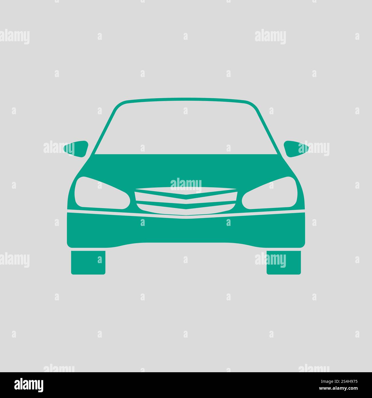 Sedan Car Icon Front View. Green on Gray Background. Vector ...