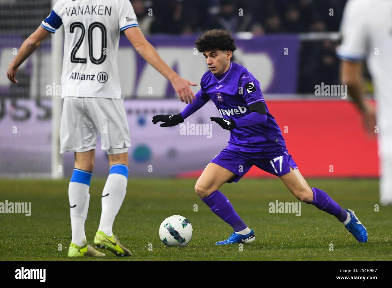 Brussels, Belgium. 12th Jan, 2025. Anderlecht's Theo Leoni pictured in action during a soccer ...