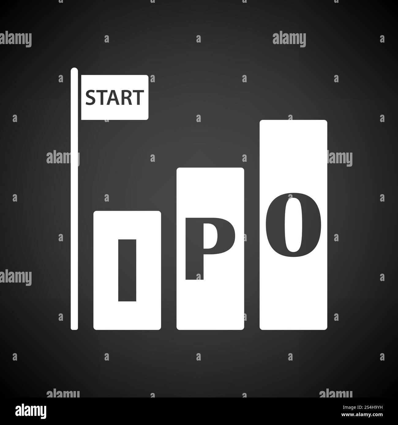 Ipo Icon. White on Black Background. Vector Illustration Stock Vector ...