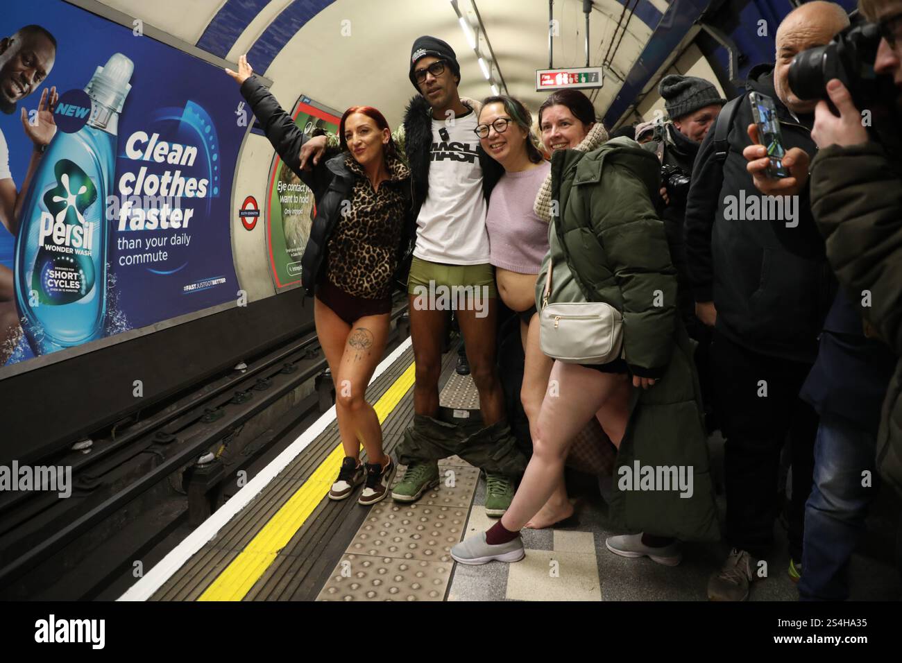 London, England. 12th January 2025. No Trousers Tube Ride 2025 ...