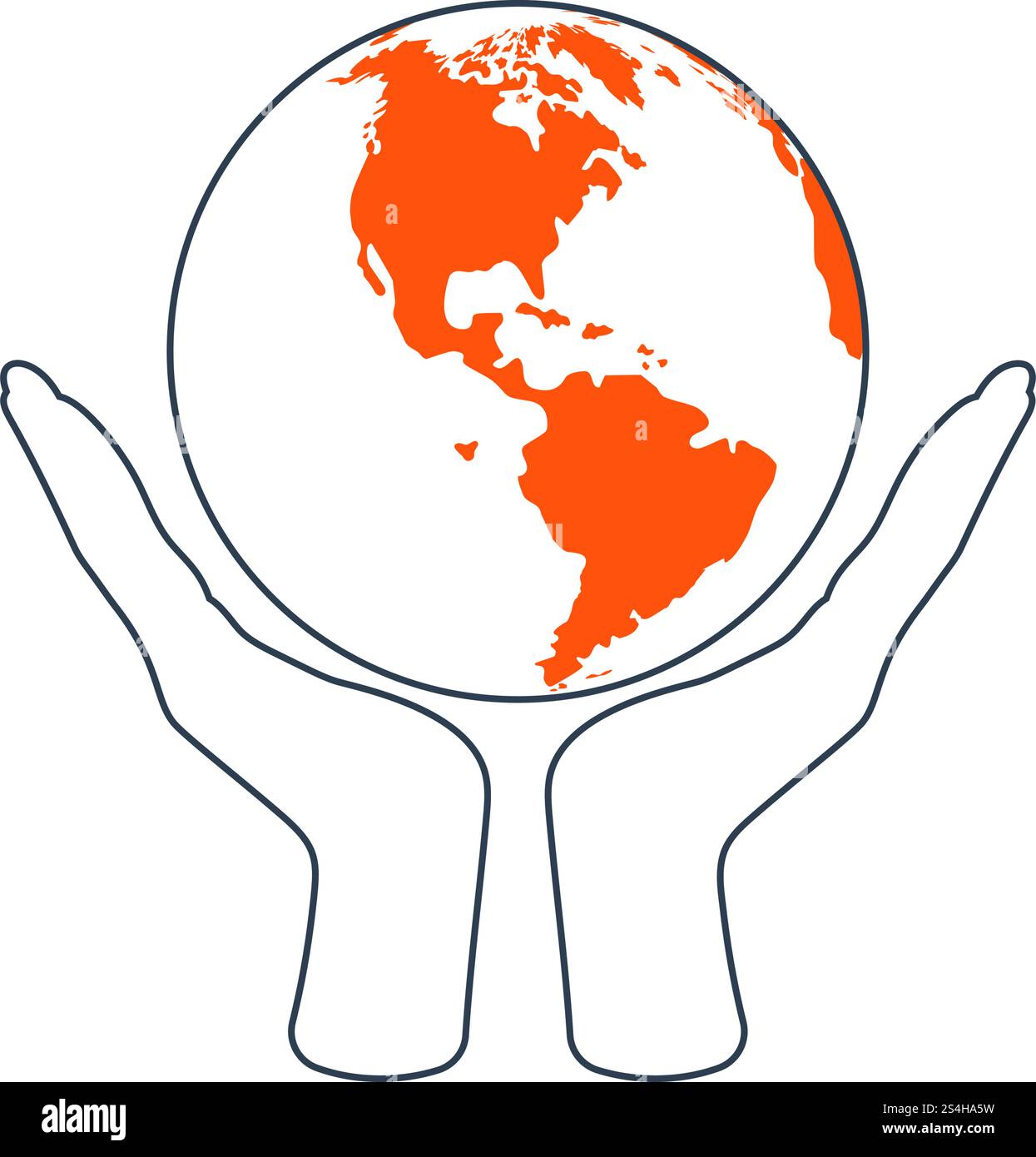 Hands Holding Planet Icon. Thin Line With Red Fill Design. Vector ...