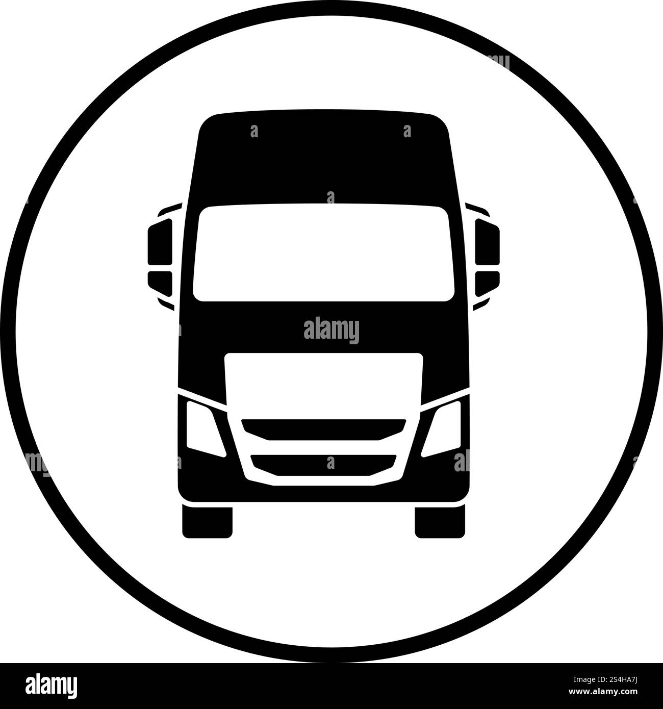 Truck icon front view. Thin Circle Stencil Design. Vector Illustration ...