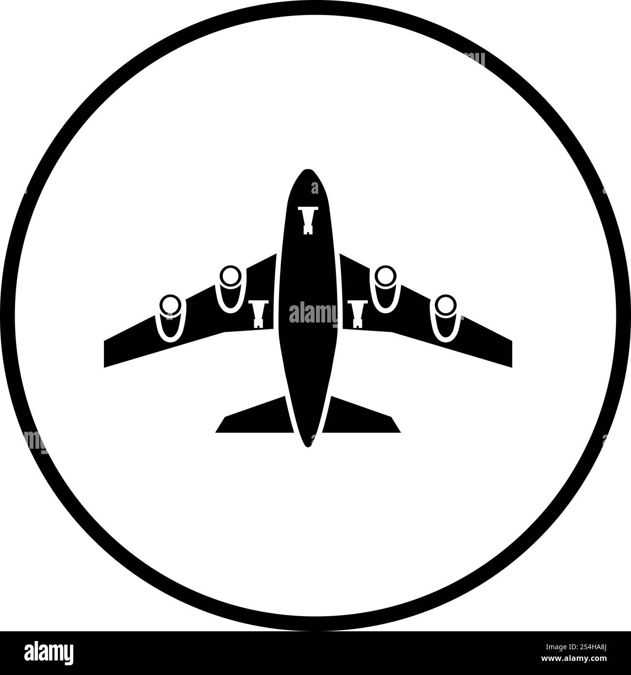 Airplane takeoff icon front view. Thin Circle Stencil Design. Vector ...