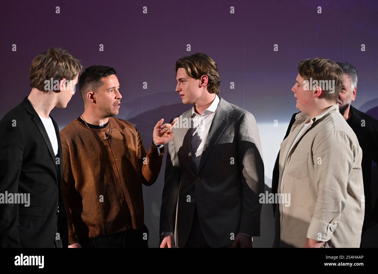 Munich, Germany. 12th Jan, 2025. The actor Levi Brandl (l-r), the musician Nico Santos, and the ...