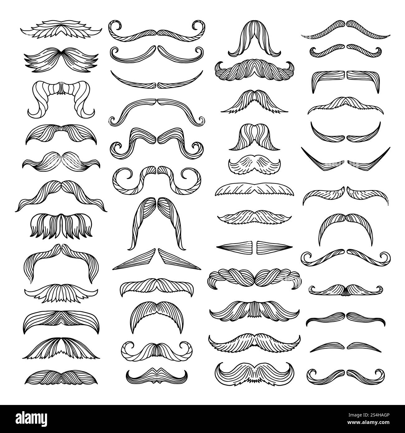Retro style of hairs. Mustache of men. Vector pictures isolate ...