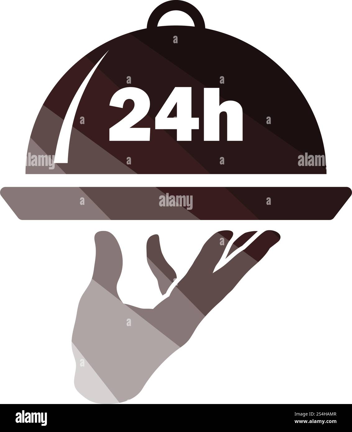 24 Hour Room Service Icon. Flat Color Ladder Design. Vector ...