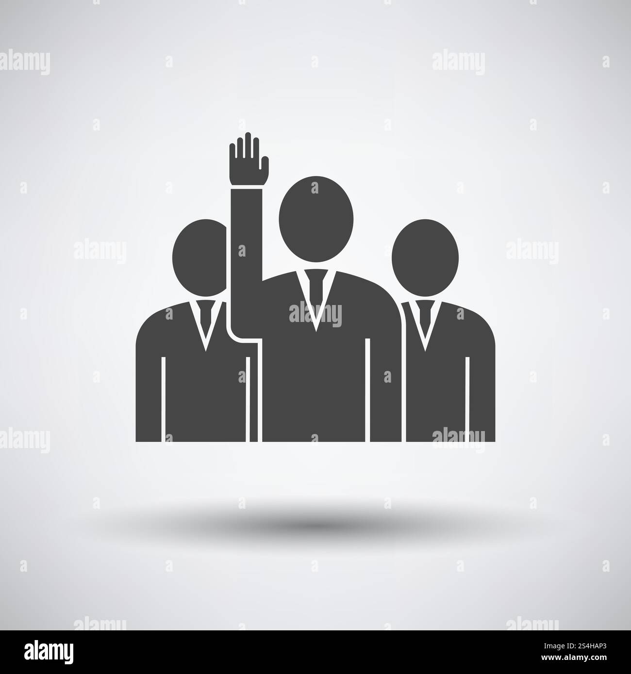 Voting Man With Men Behind Icon on gray background, round shadow ...