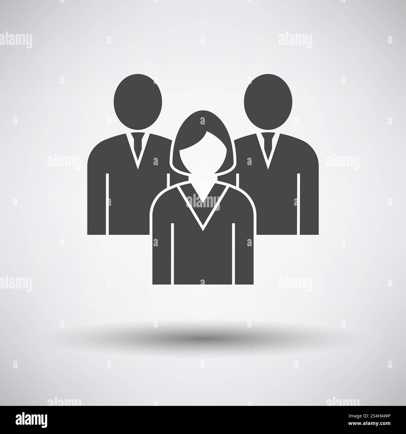 Corporate Team Icon on gray background, round shadow. Vector ...
