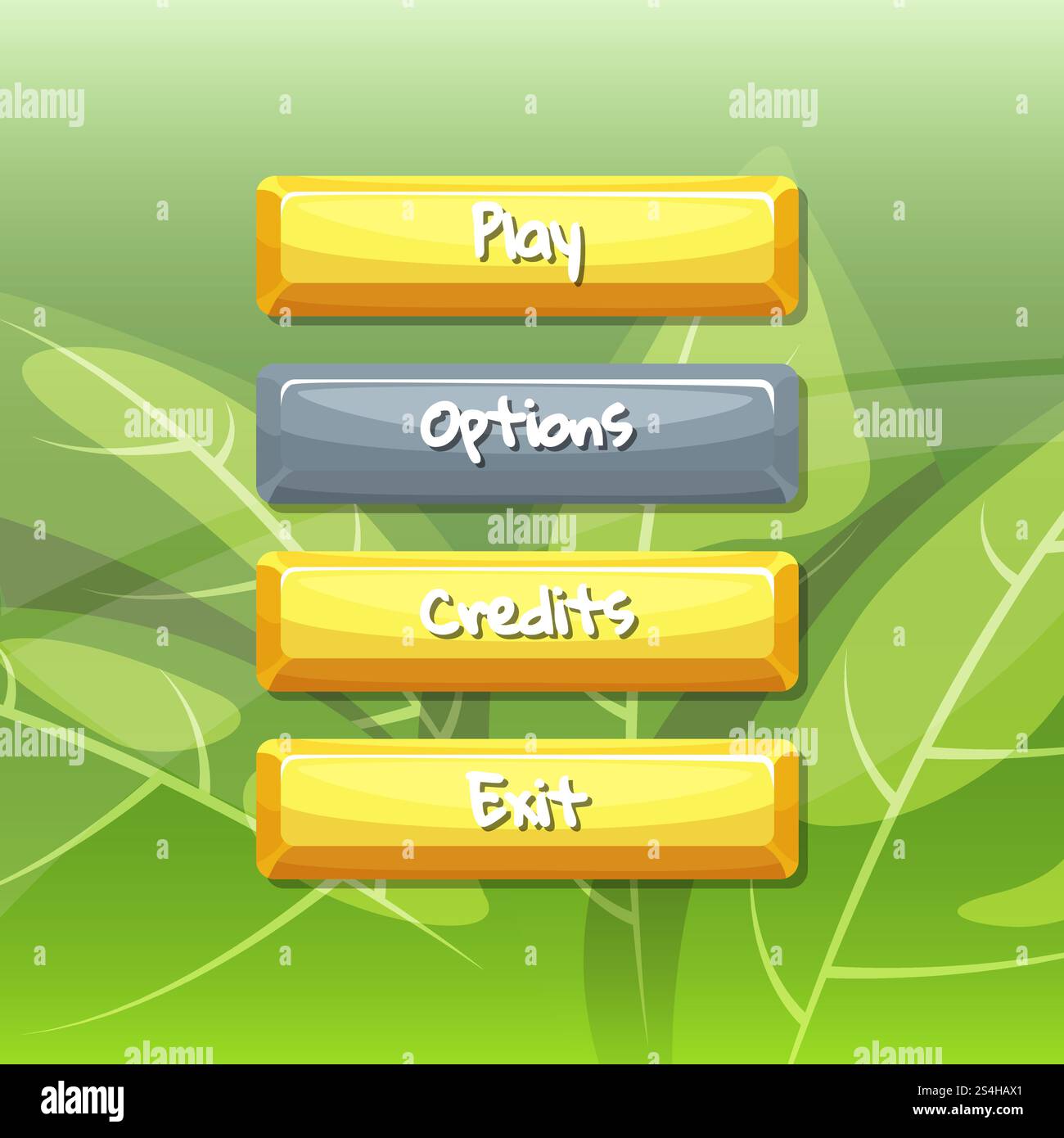 Vector cartoon style enabled and disabled buttons with text for game ...