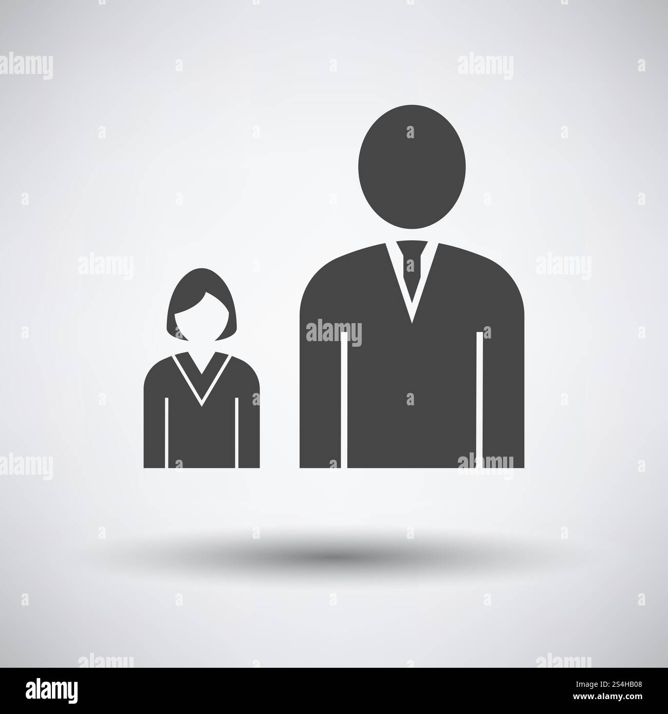 Man Boss With Subordinate Lady Icon on gray background, round shadow ...