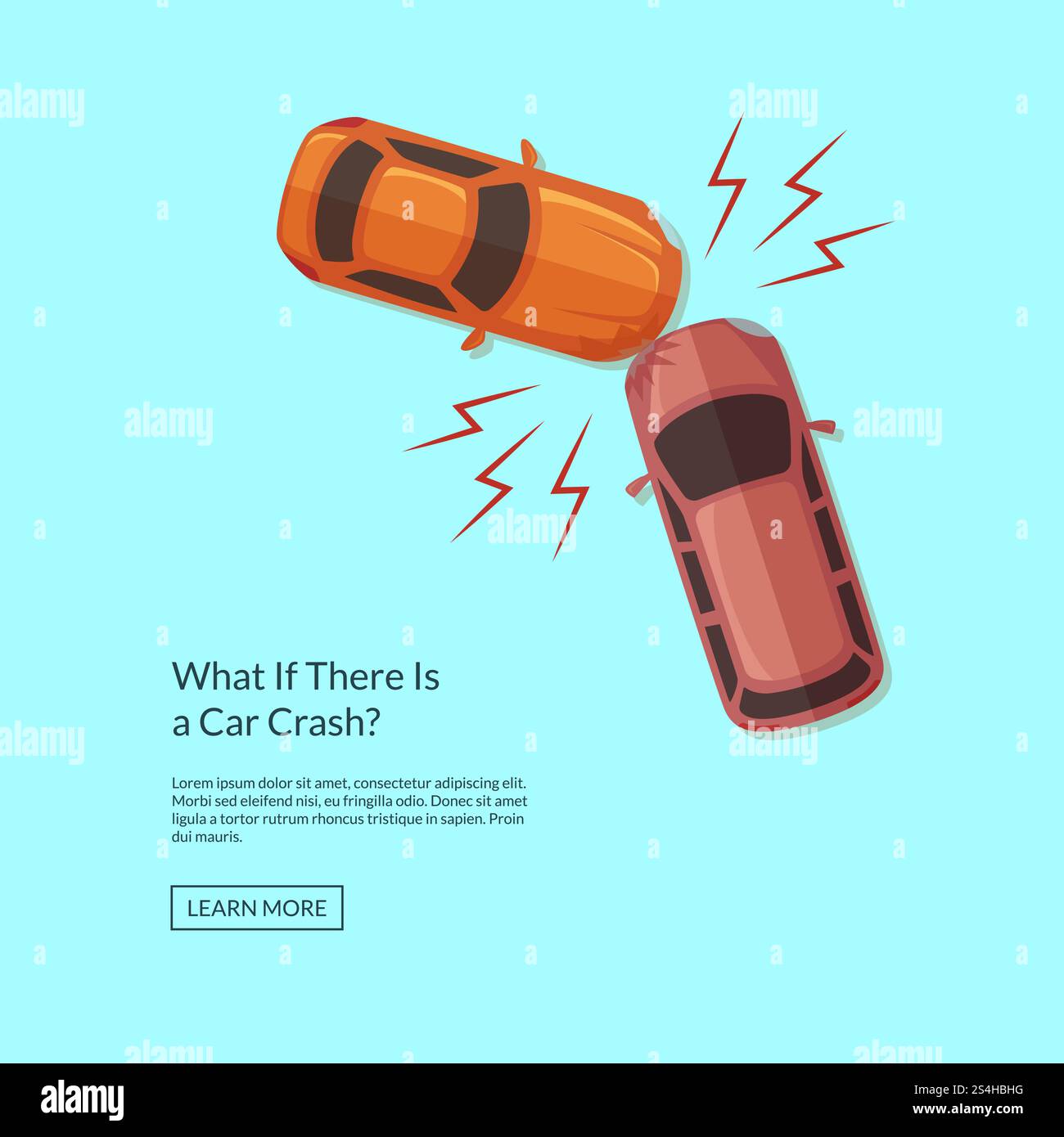 Vector two cars accident top view illustration. Damage transportation ...