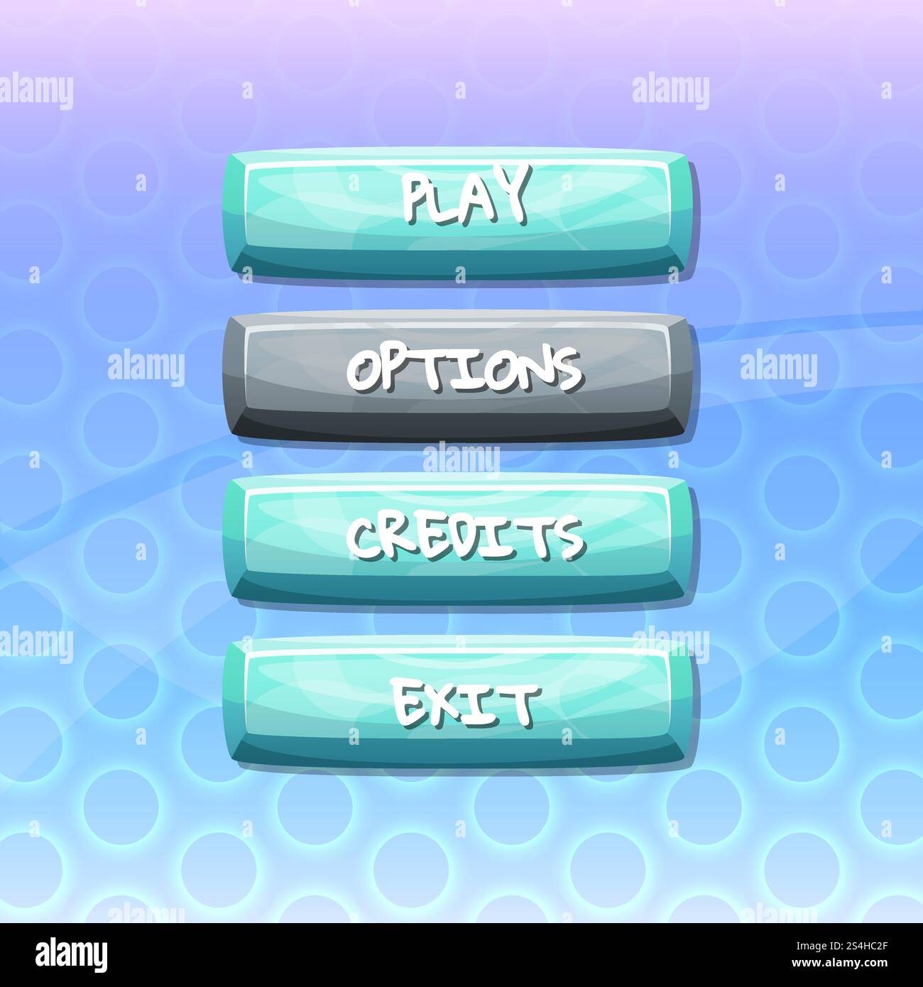 Vector cartoon style enabled and disabled buttons with text for game ...