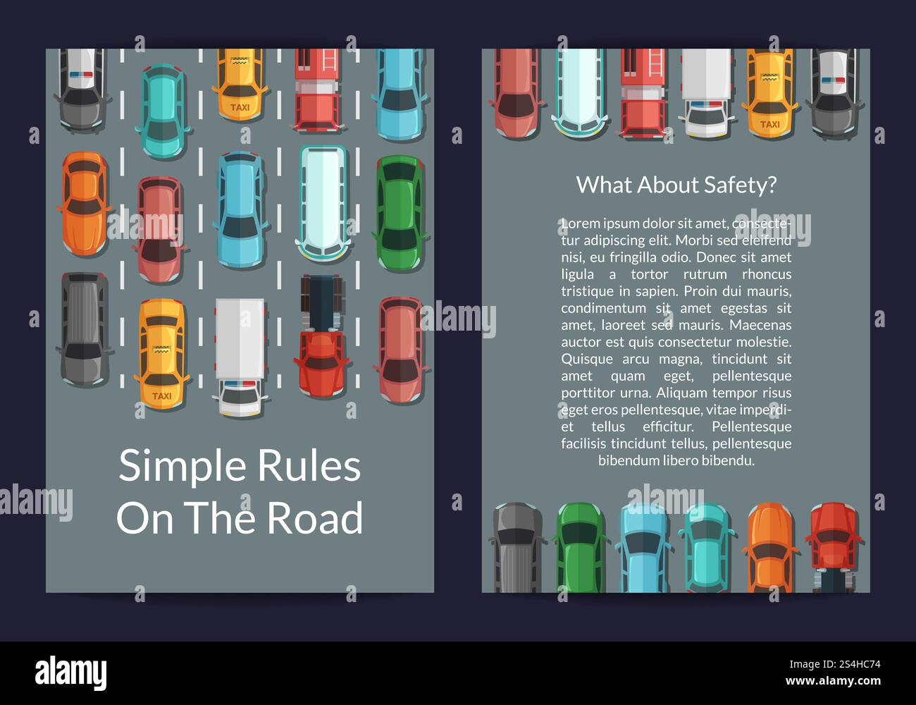 Vector cars on the road top view card or flyer banner and poster ...
