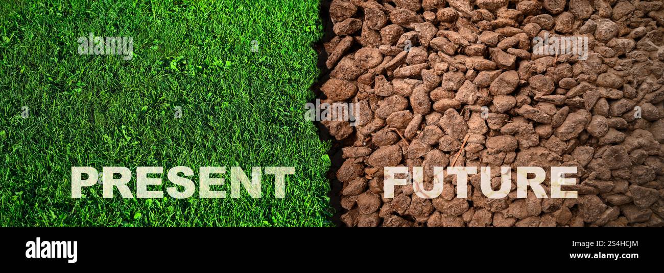 Grass and dry ground soil environmental impact and global warming at ...
