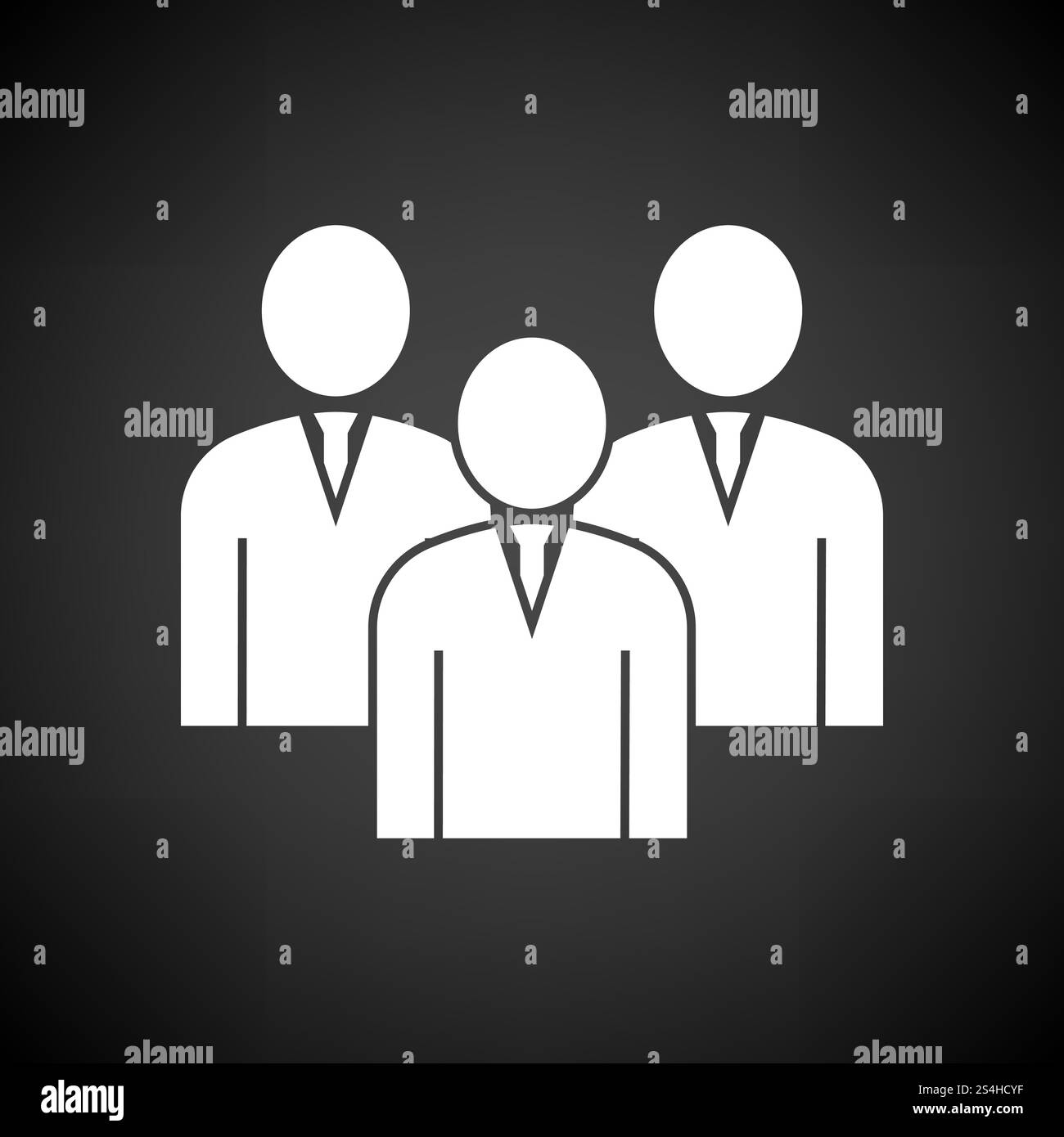 Corporate Team Icon. White on Black Background. Vector Illustration ...