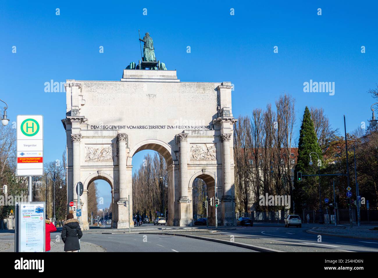 MUNICH, GERMANY - DECEMBER 1, 2024: Victory Gate (The Siegestor) is a ...