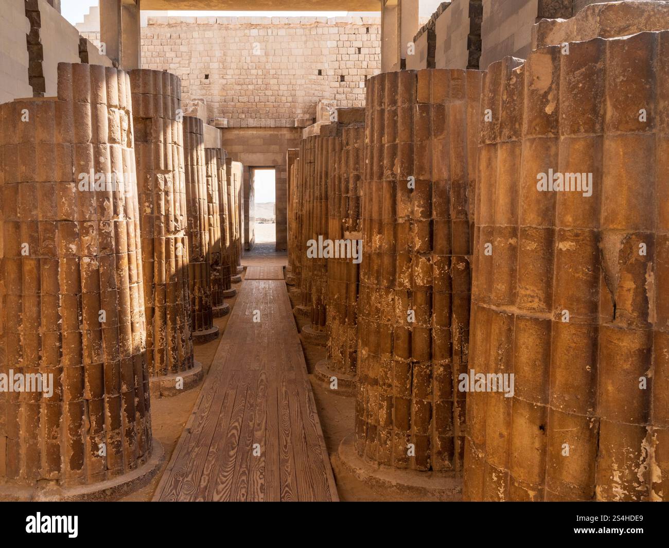 Series of large stone columns in the entrance court to the Stepped ...
