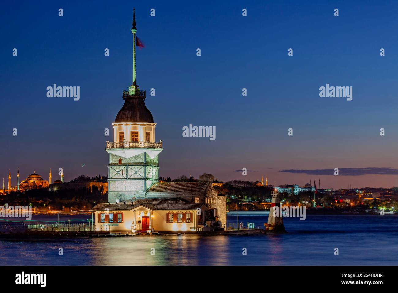 Maiden Tower and the Bosphorus strait in Istanbul.Turkey Stock Photo ...